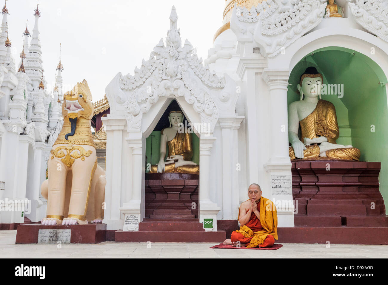 Myanmar,Yangon,Shwedagon Pagoda,Monk Praying Stock Photo - Alamy