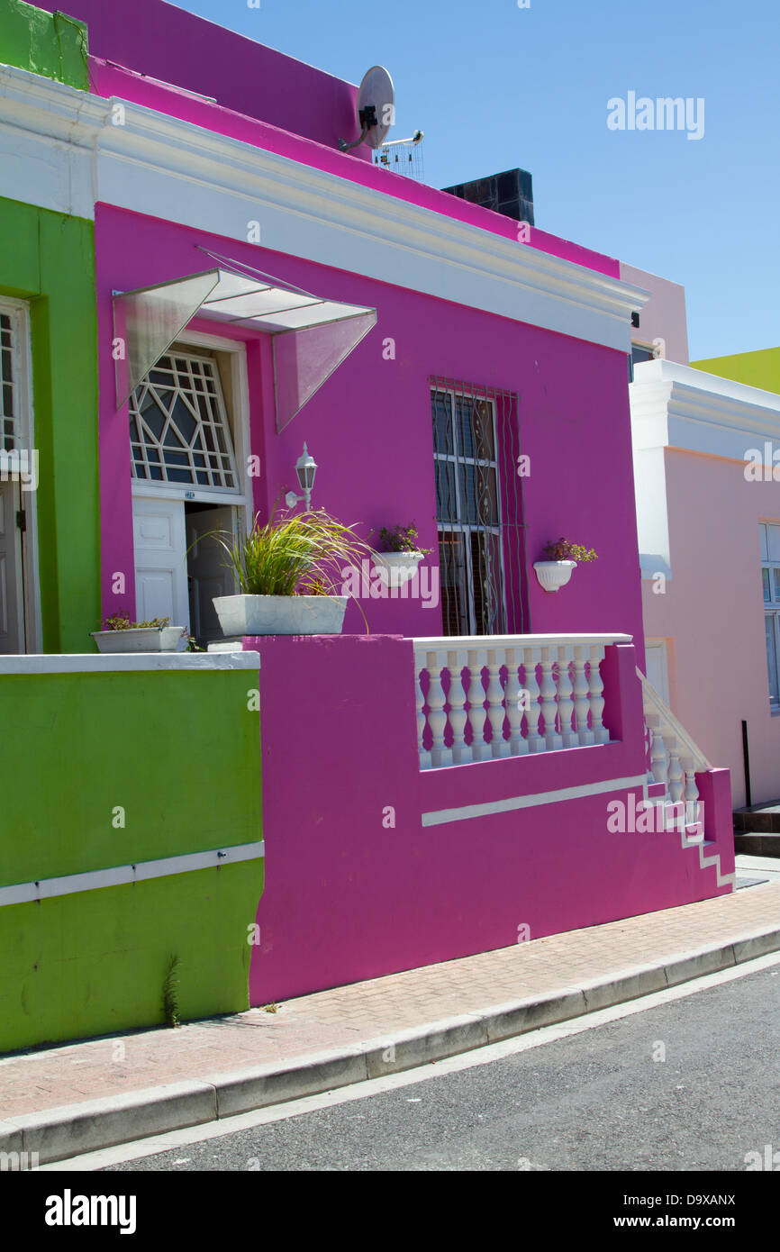 Brightly coloured house in the Cape Malay area of Cape Town Stock Photo ...