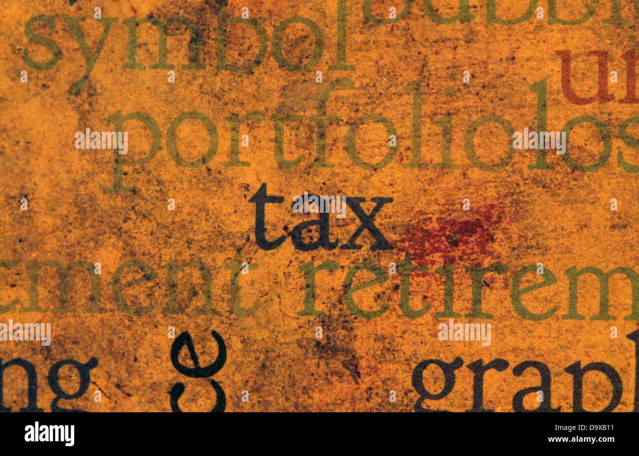 Tax text on grunge paper Stock Photo - Alamy