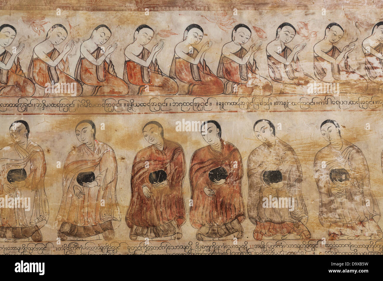 Myanmar,Bagan,Sulamani Temple,Ancient Interior Wall Painting Stock ...