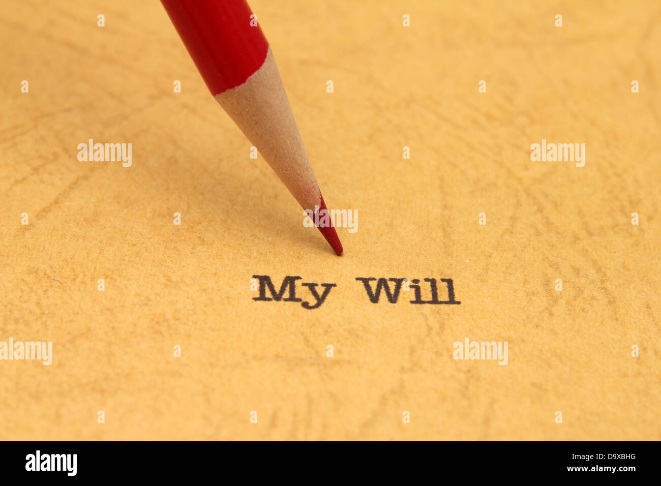 Pencil on My Will text Stock Photo - Alamy