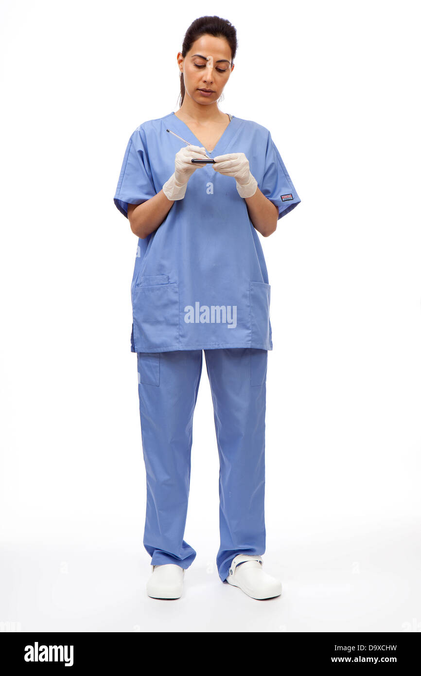 medical doctor female Asian nurse injecting blood sample with syringe ...