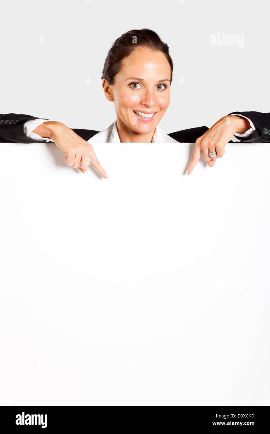 businesswoman pointing at white board Stock Photo - Alamy