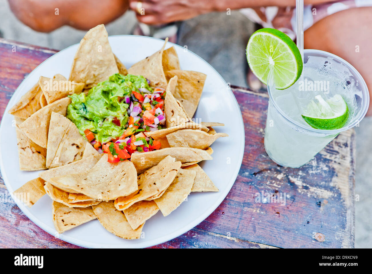 Plate of nachos and margarita on table Stock Photo - Alamy