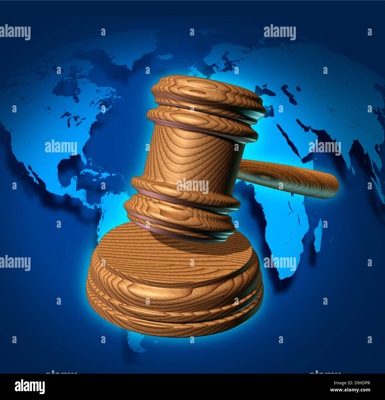 Global law and international business justice system with a judge gavel ...