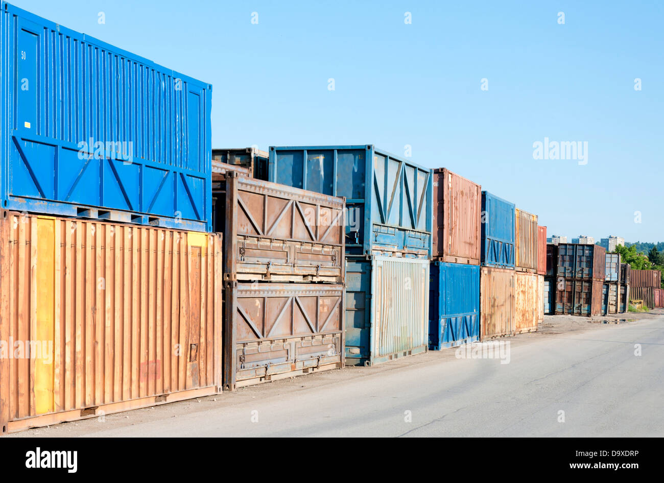 Old cargo containers in the line Stock Photo - Alamy