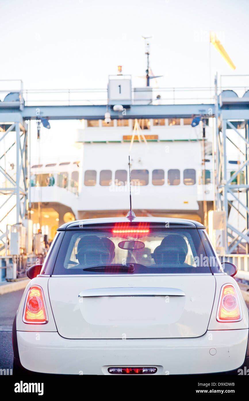 White car boarding ferry on puget sound Stock Photo - Alamy