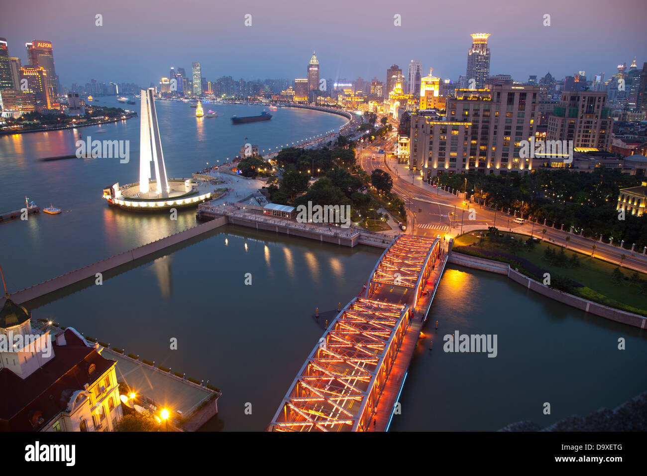 China, Shanghai, Skyline, Bund, Huangpu River, Peoples Heroes Memorial ...
