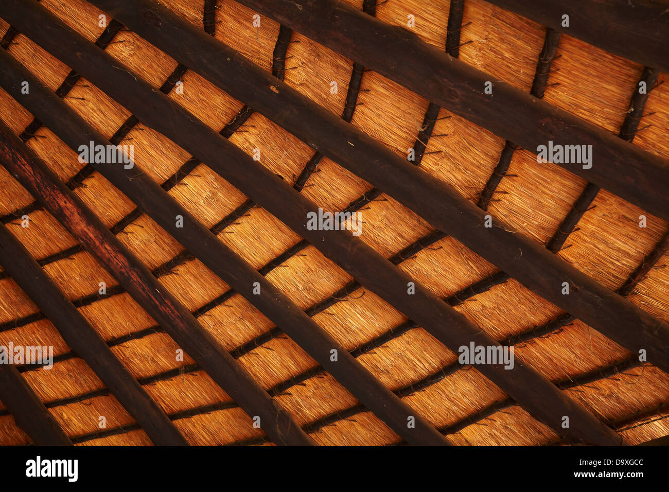 Inside of thatched rondavel, Skukuza Rest Camp, Kruger National Park ...