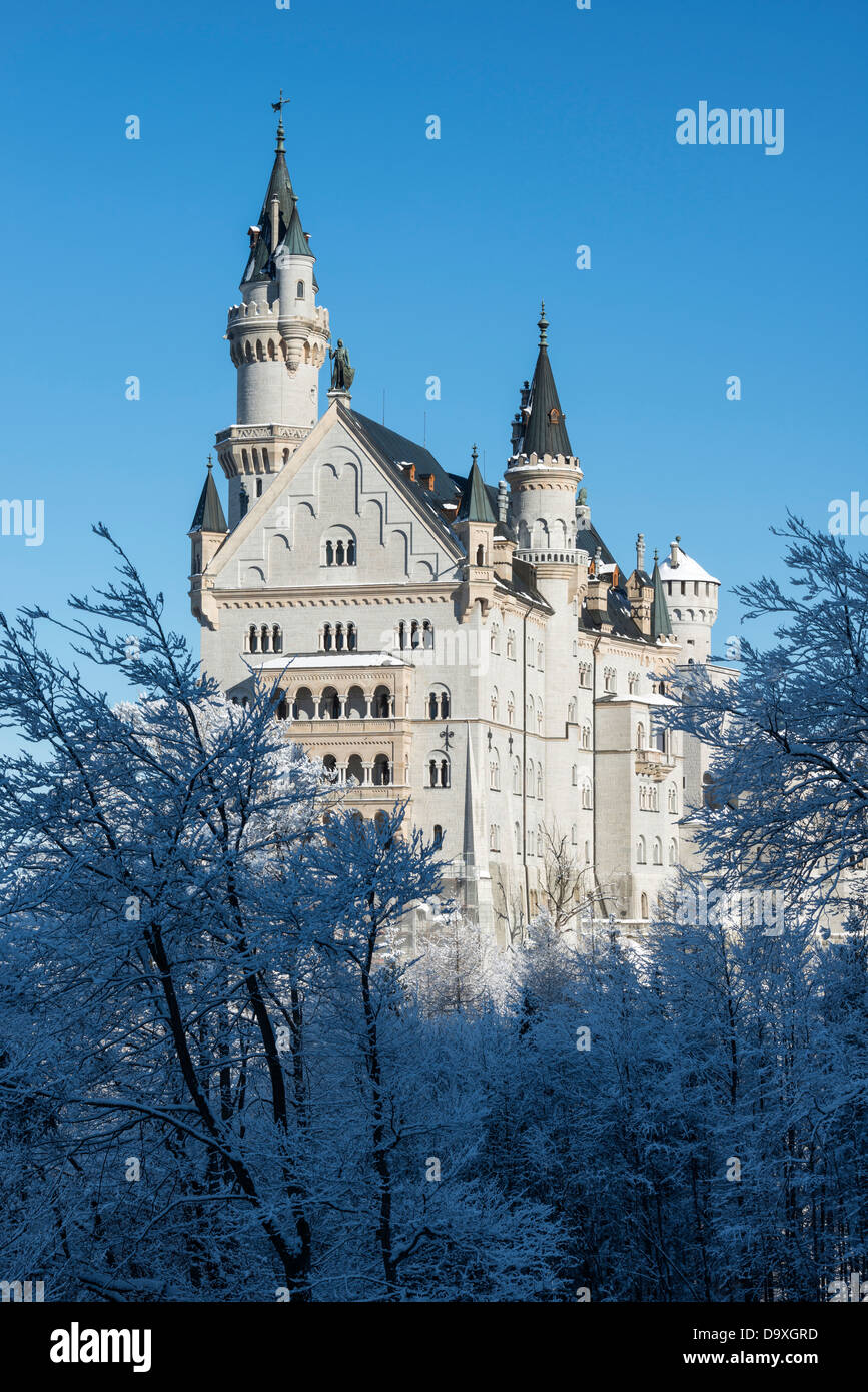 Germany, Bavaria, View of Neuschwanstein Castle in winter Stock Photo ...