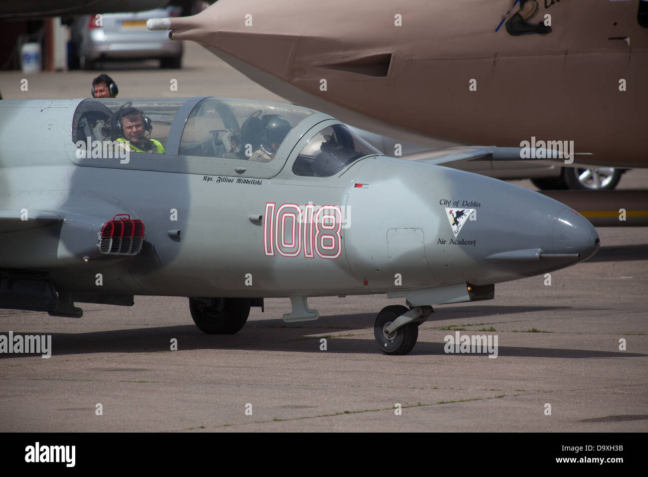 An ex-Warsaw pact cold war Iskra jet trainer at Bruntingthorpe airfield ...