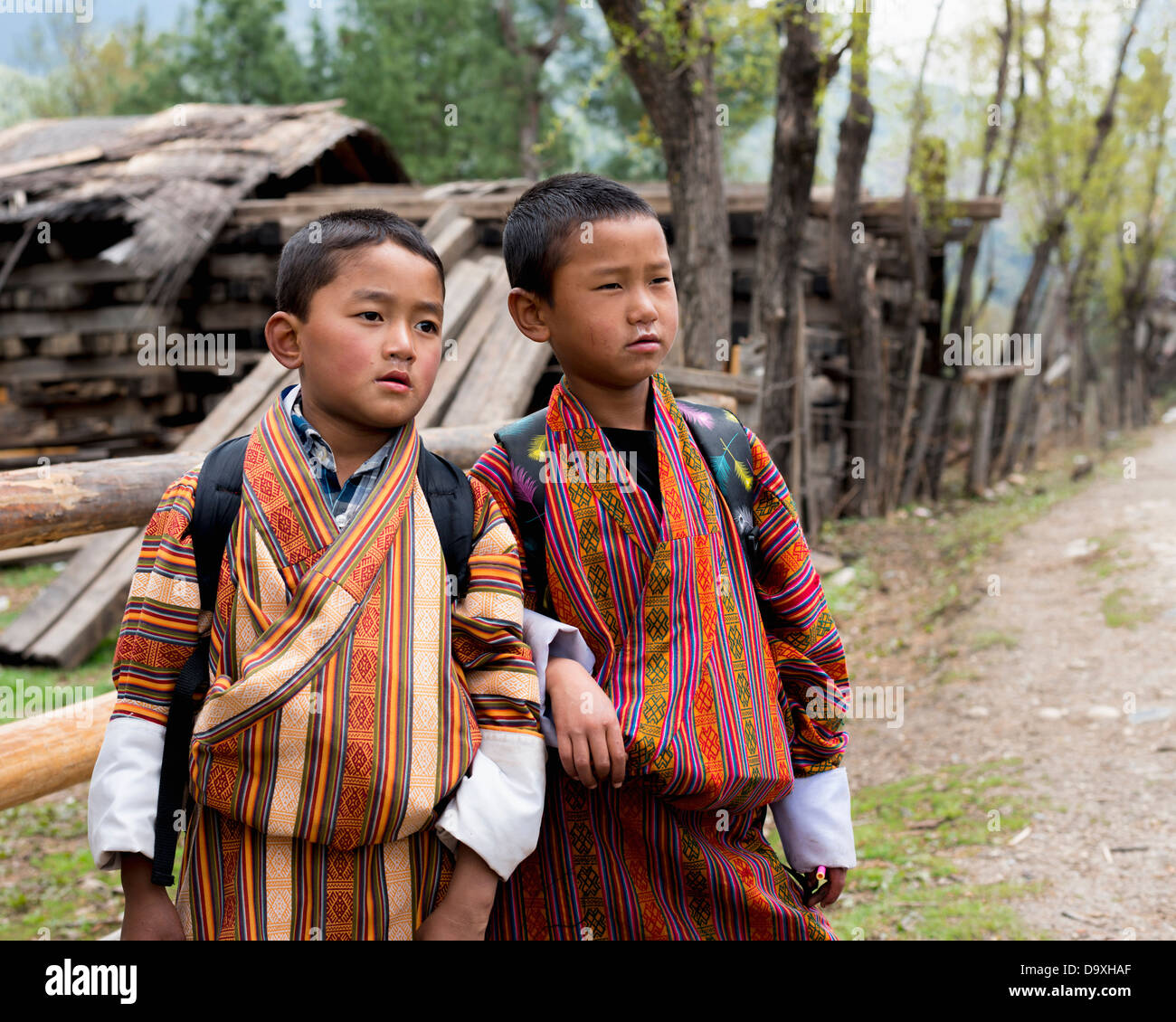 Bhutan, Boys at Chhokor Valley Stock Photo - Alamy