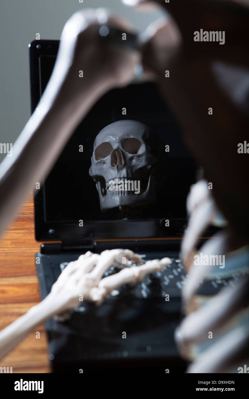 Skeleton at computer hi-res stock photography and images - Alamy