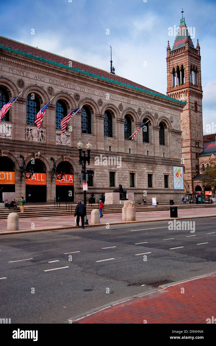 Exterior view of historic Boston Public Library, McKim Building, Boston ...