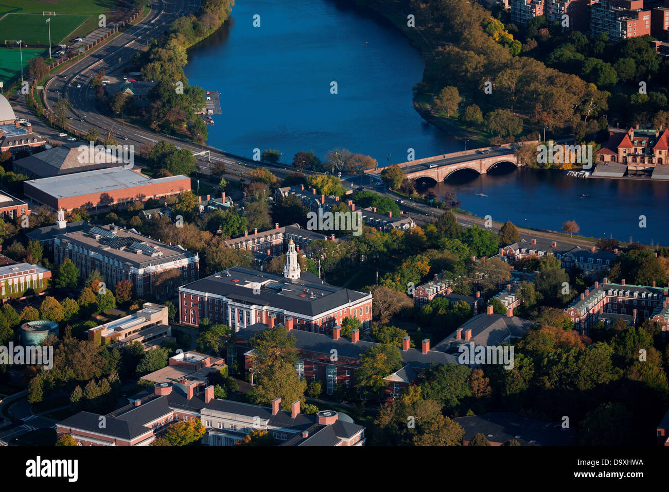 AERIAL VIEW of Cambridge and Anderson Memorial Bridge leading to Weld ...