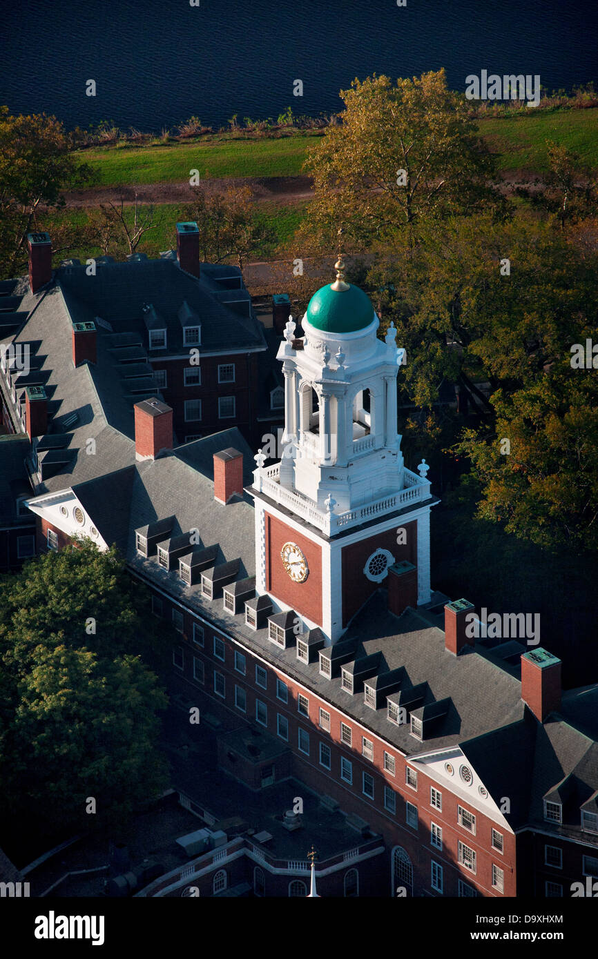 AERIAL VIEW of Harvard Campus featuring Eliot House Clock Tower along ...