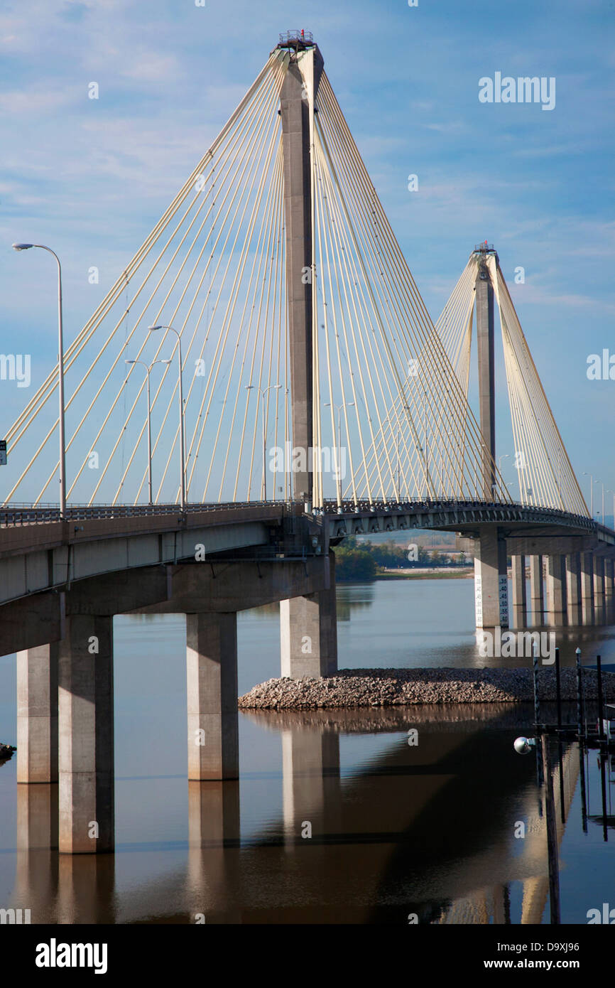 The Clark Bridge also known as Cook Bridge Alton Illinois Cable bridge ...