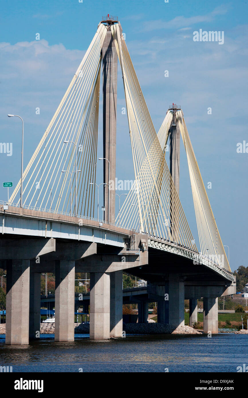The Clark Bridge also known as Cook Bridge Alton Illinois Cable bridge ...