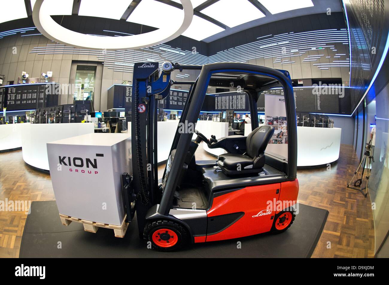 A forklift truck of multinational manufacturer of forklifts Kion is ...