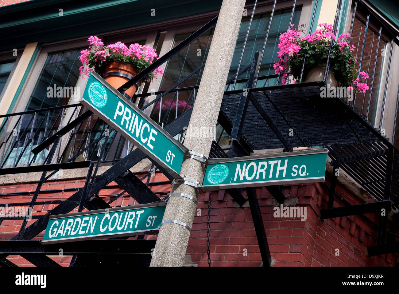 Street signs for intersection of Prince, North and Garden Court ...