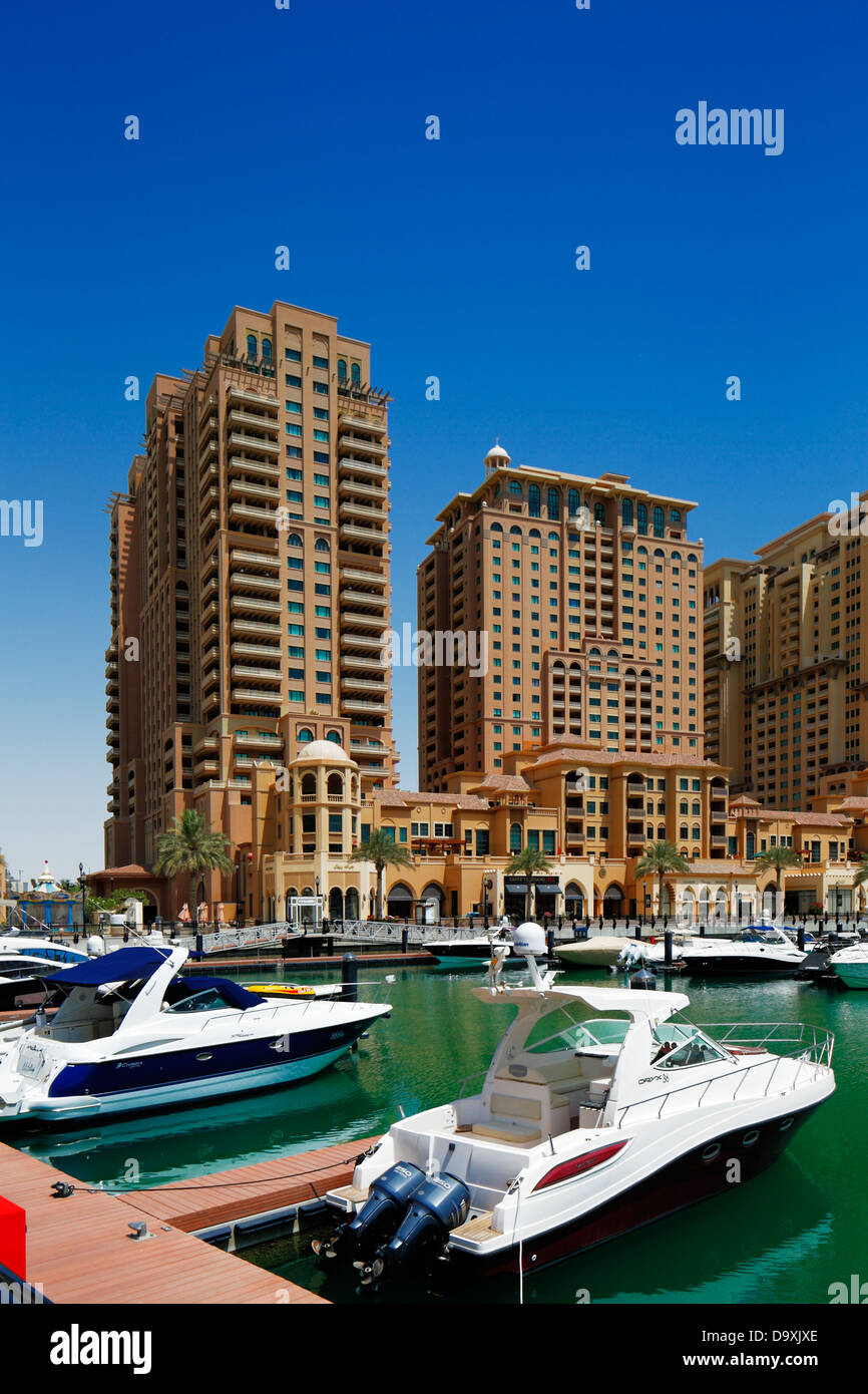 The Pearl-Qatar in Doha, Qatar is an artificial island with a ...