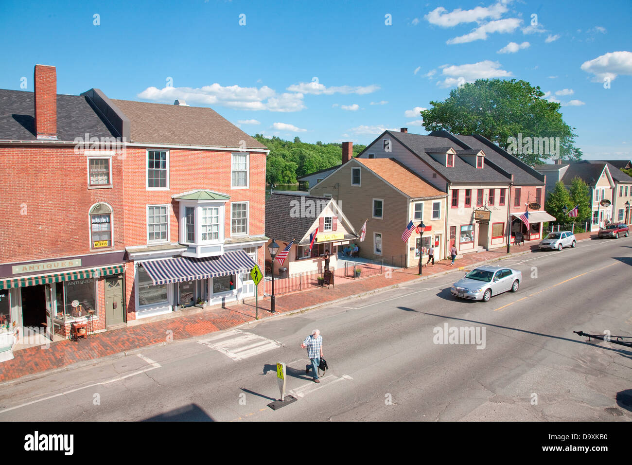 Storefronts line Water Street in Hallowell, Maine Stock Photo - Alamy