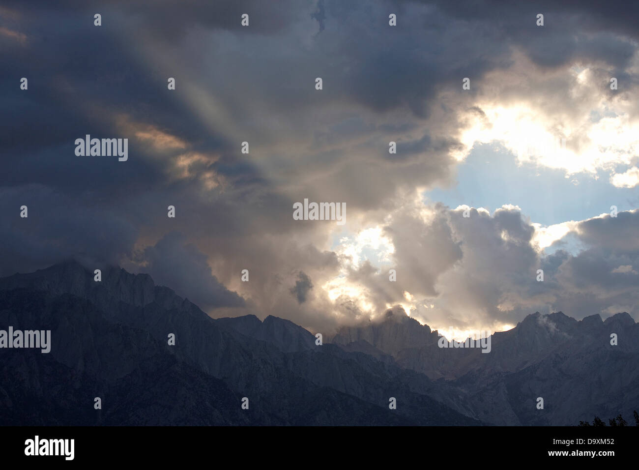 God Sun Rays' at sunset are seen on the Eastern slope of the Sierra ...