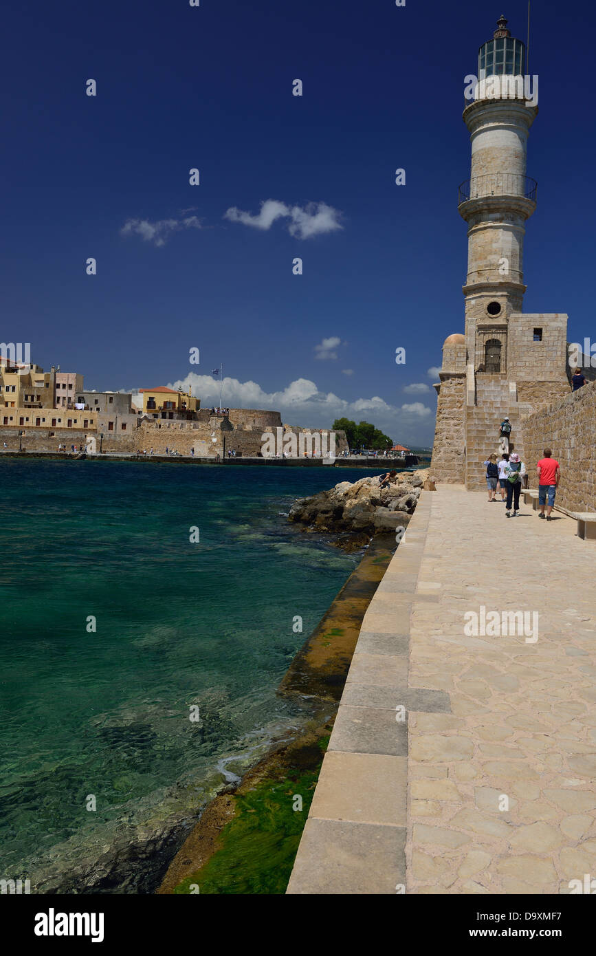 The venetian lighthouse in Chania; Western Crete, Greece Stock Photo ...