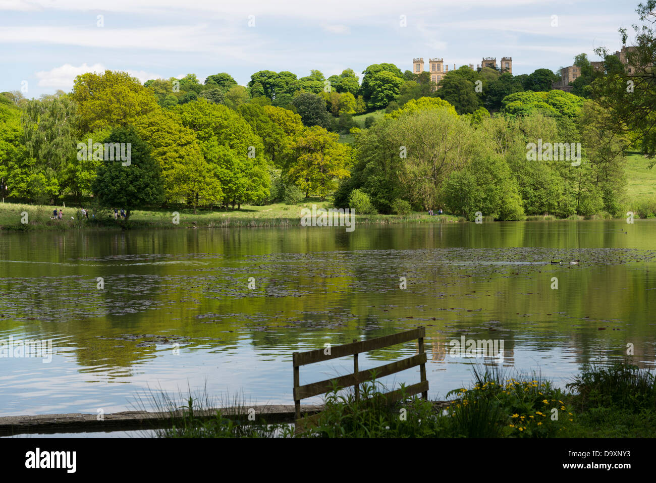 Hardwick Hall lake part of the Hardwick estate in Derbyshire a popular ...