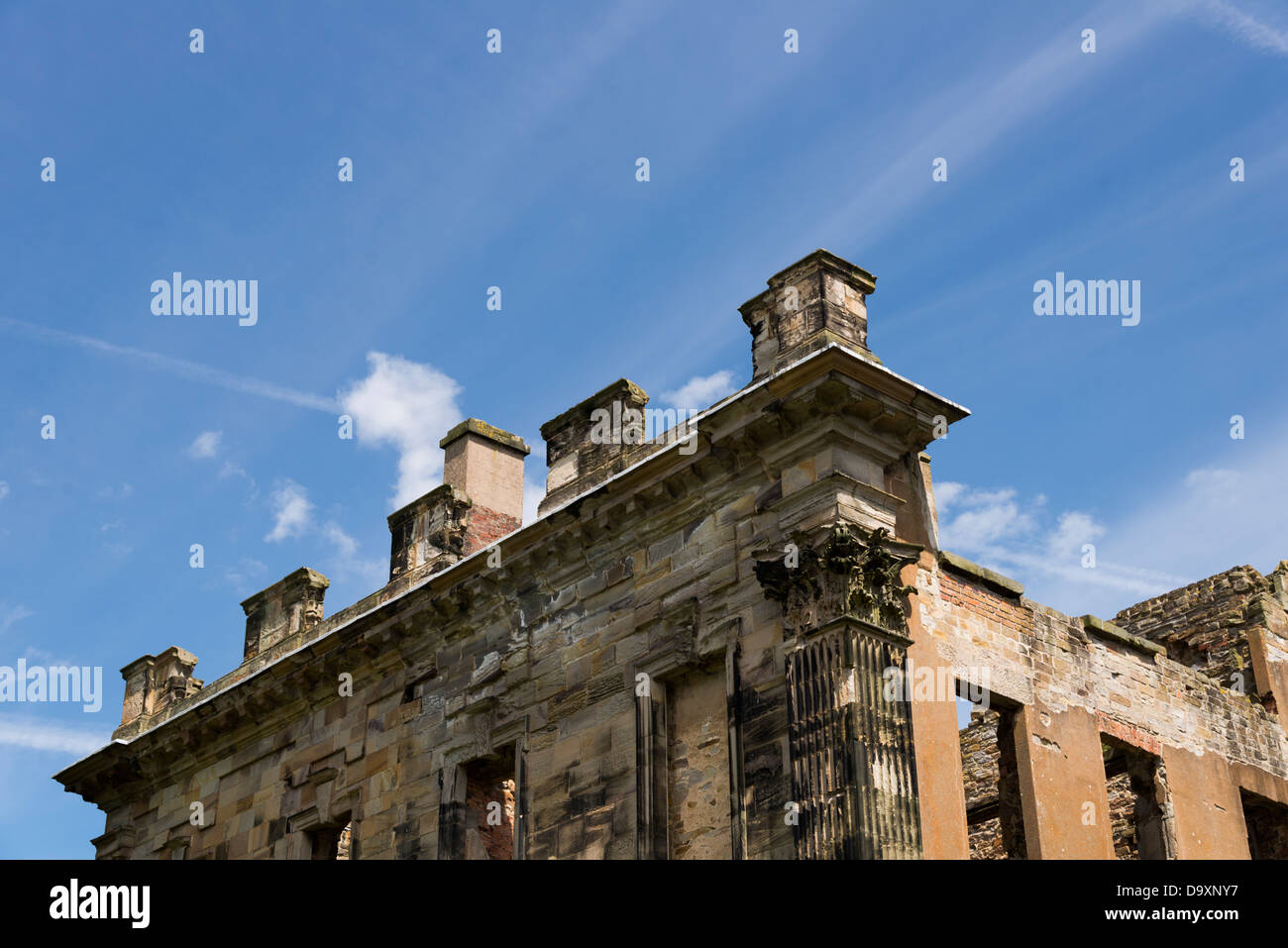 Ruins and derelict shell of Sutton Scarsdale Hall near Chesterfield ...