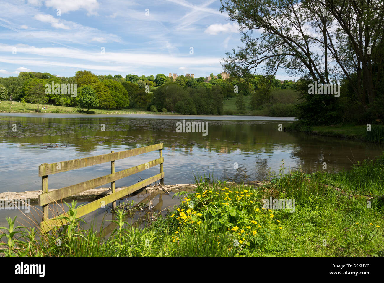 Hardwick Hall lake part of the Hardwick estate in Derbyshire a popular ...