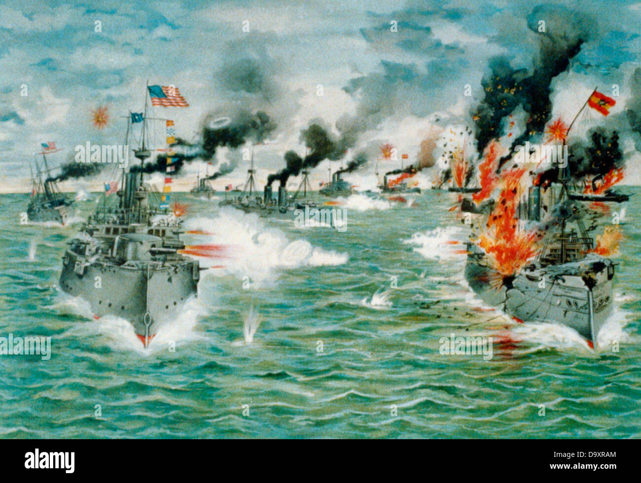 The battle of Manila Bay, (delivering the last broadside), Spanish ...