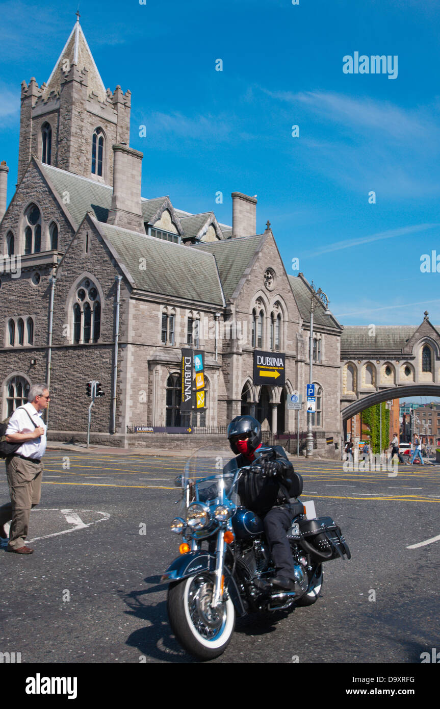 Motorcycle in front of Synod Hall of Christ Church Cathedral church ...