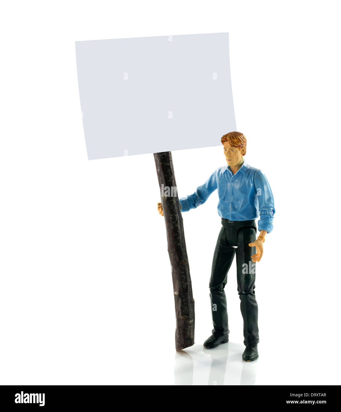 puppet toy man with information board Stock Photo - Alamy