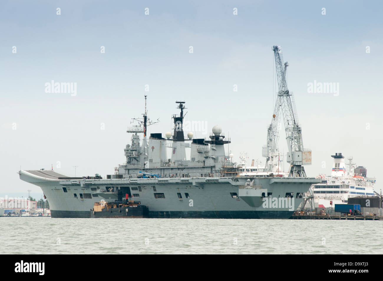 HMS Illustrious moored in Portsmouth Harbour Stock Photo - Alamy