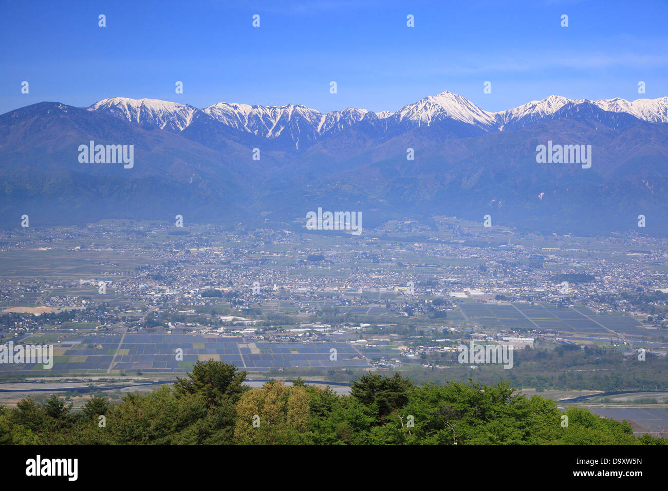 View of Azumino city and Japan Alps, Nagano, Japan Stock Photo - Alamy