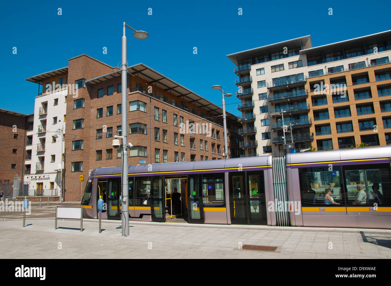 Tram stop Mayor Square in Docklands former harbour area Dublin Ireland ...