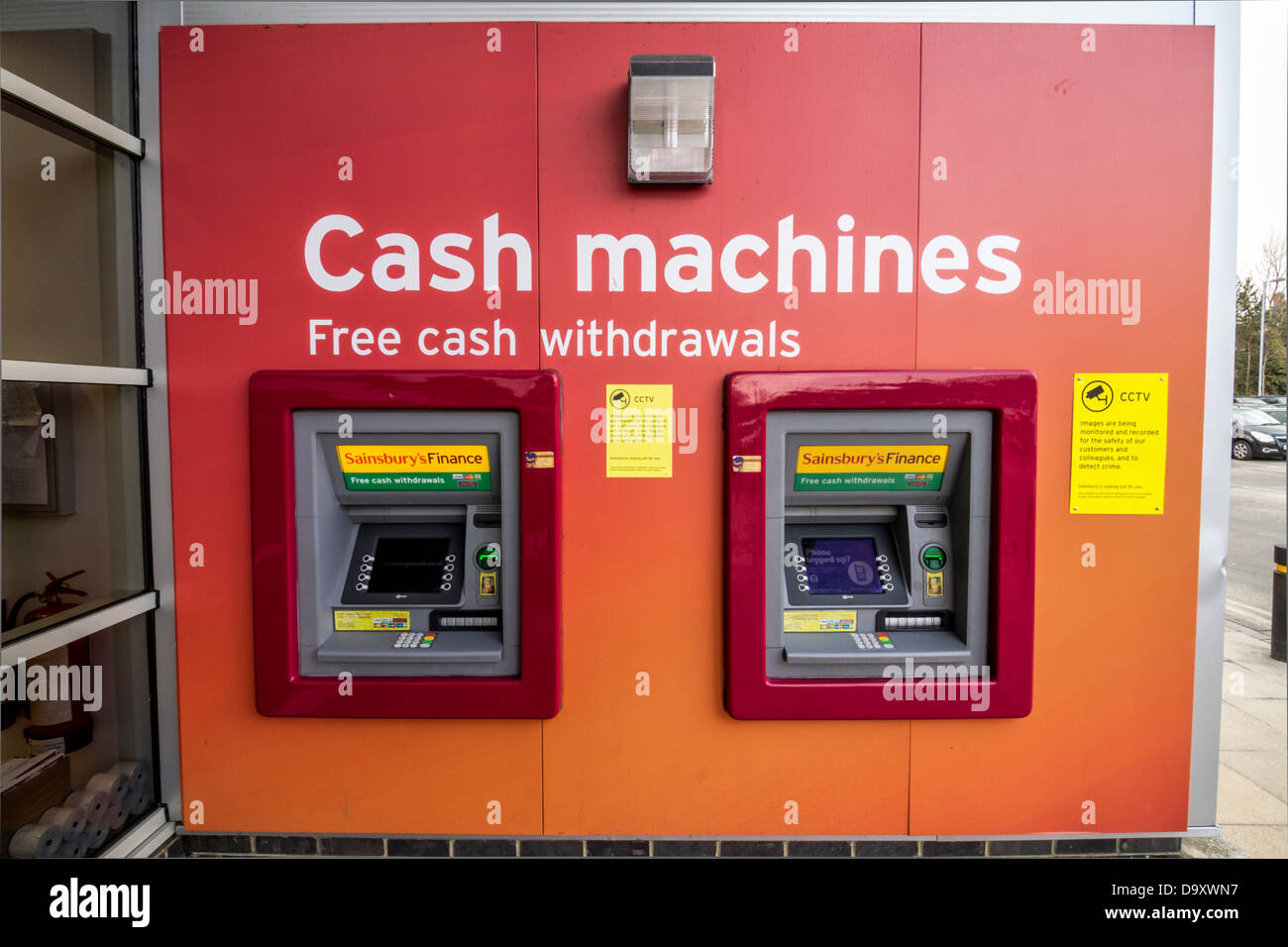 Cash Machines outside Sainsbury's Supermarket Stock Photo - Alamy