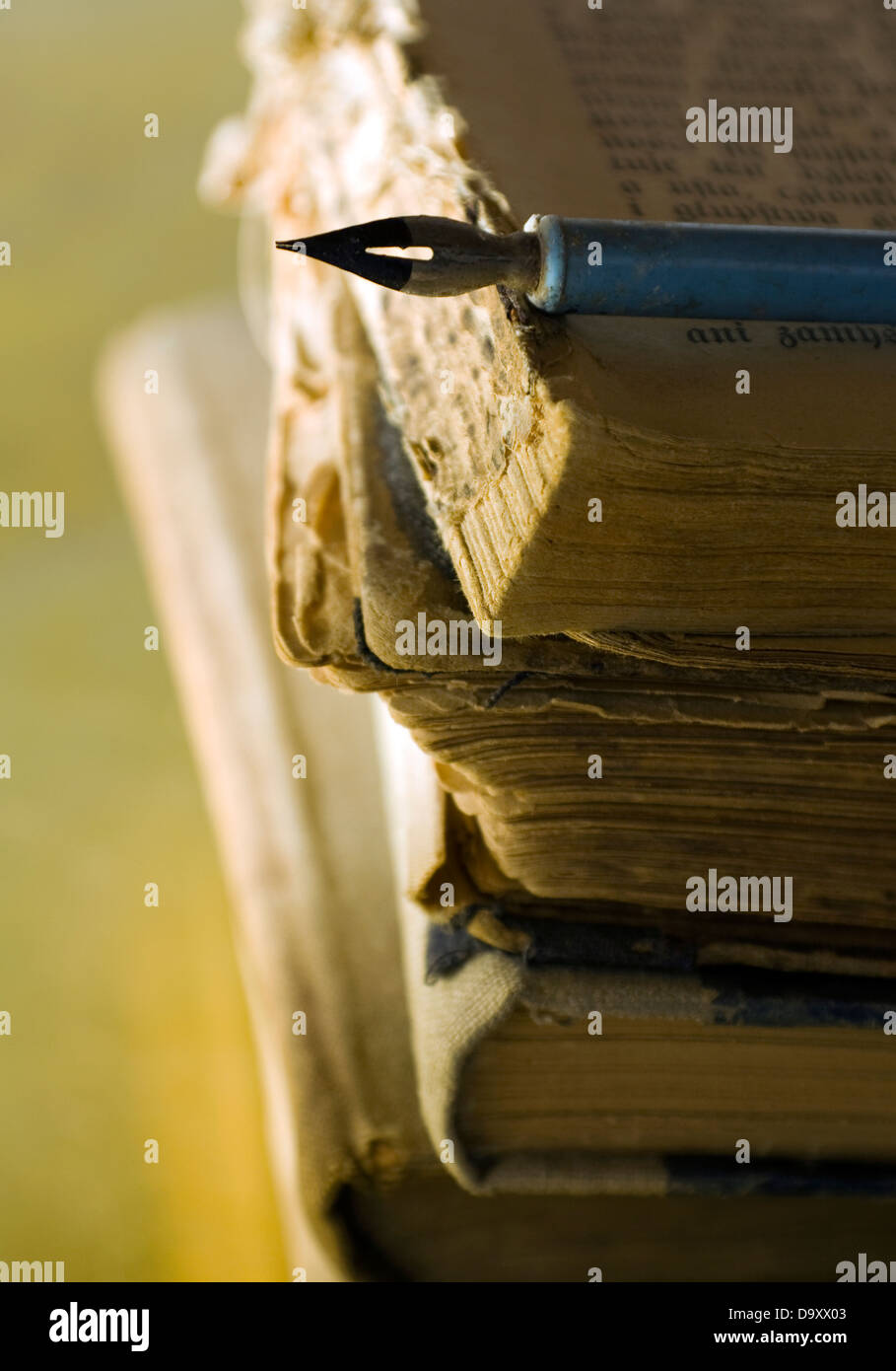 Old books and pen Stock Photo - Alamy