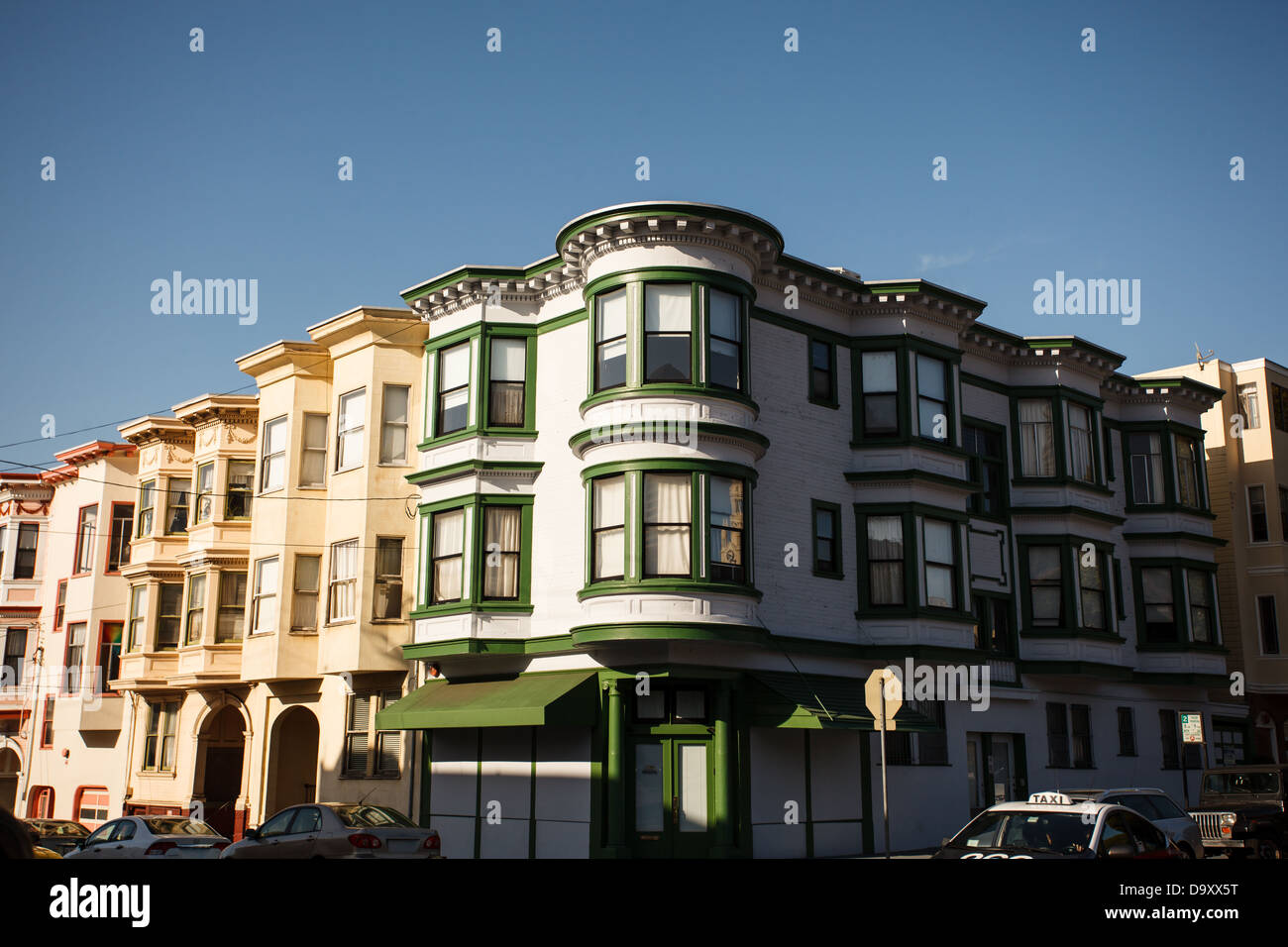 Beautiful corner house and row of traditional old townhouses on San ...