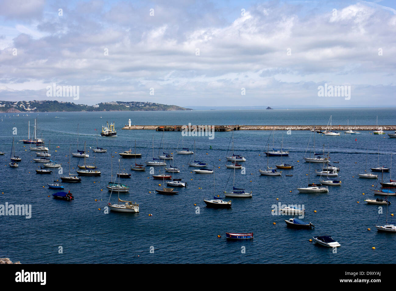 Trawler,Breakwater,Boats Brixham Devon Stock Photo - Alamy