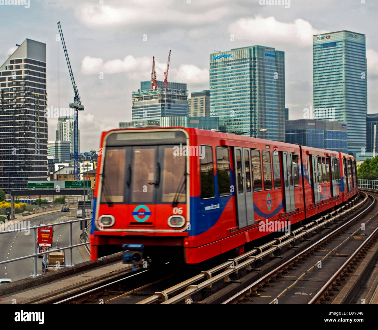 Docklands Light Railway DLR Train Approaching East India DLR Station Docklands Light Railway DLR Train Approaching East India DLR Station