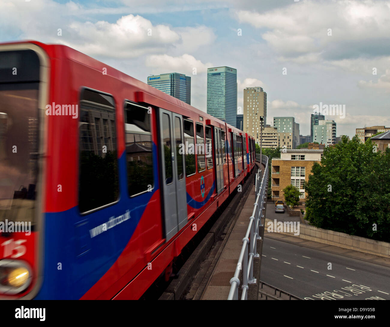 Docklands Light Railway (DLR) train approaching East India DLR Station ...