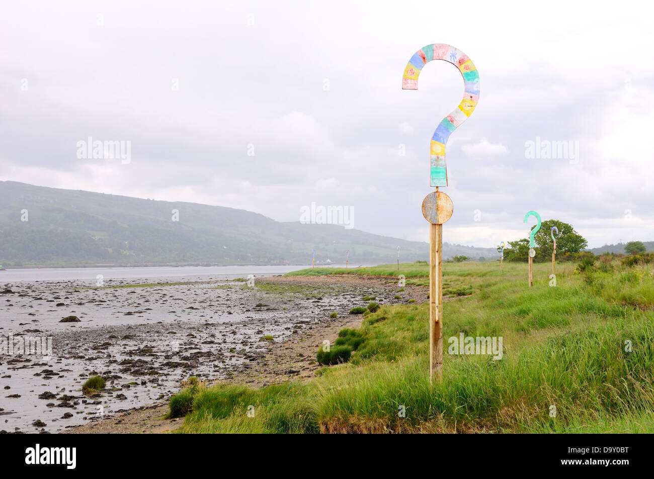 Question marks on the shoreline of the river Clyde commemorate the life ...