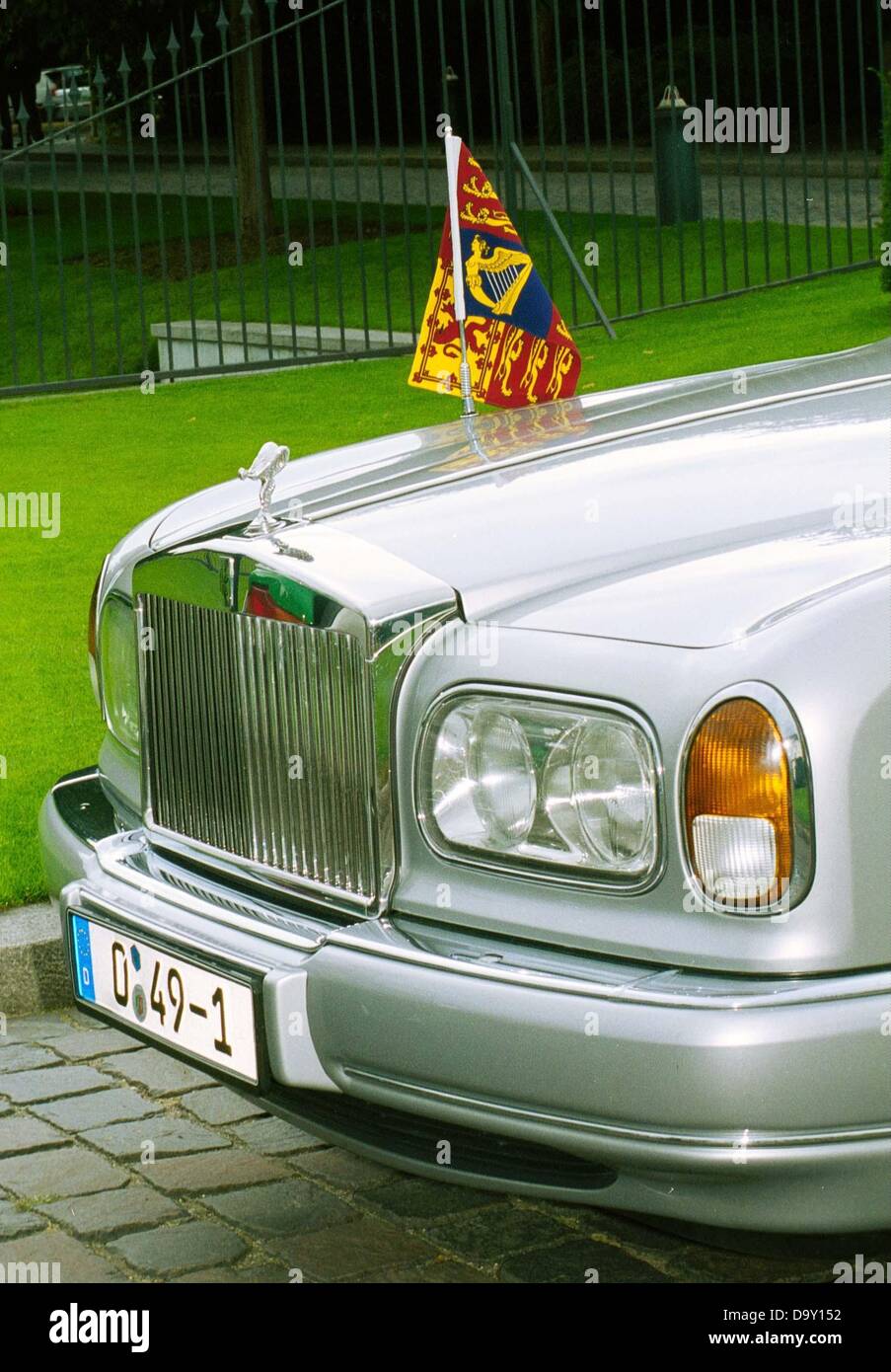 The royal pennant fixed to the silver Rolls Royce of Queen Elizabeth II ...