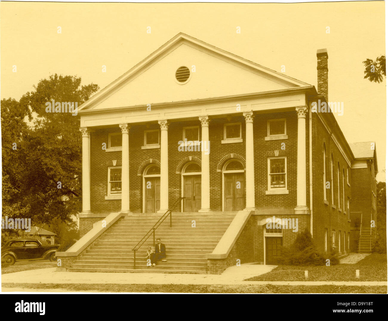 This photograph shows the First Methodist Church, a historical church ...
