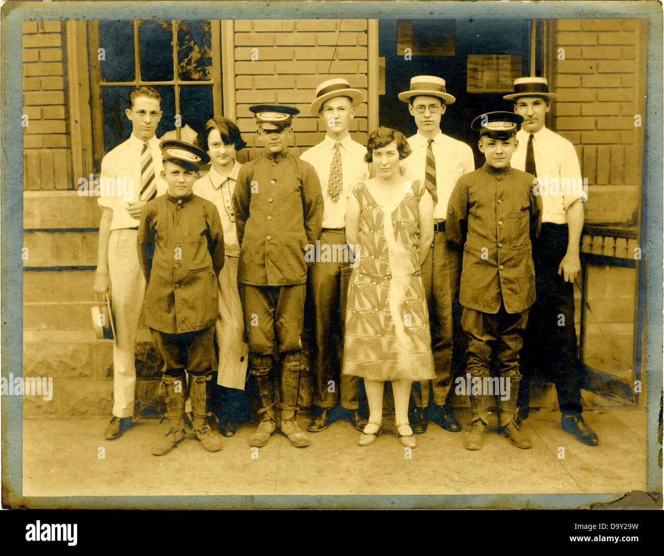 A historic photograph of staff members from Western Union, captured as ...