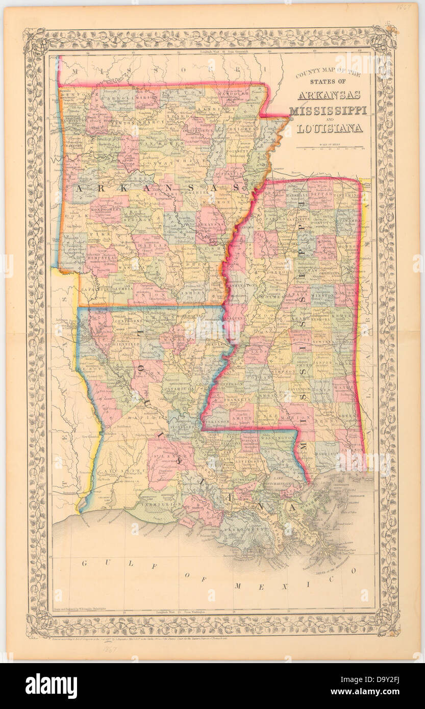 This county map illustrates the geographic boundaries of Arkansas ...