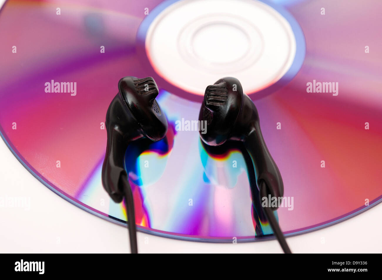 headphones to listen music cd Stock Photo - Alamy