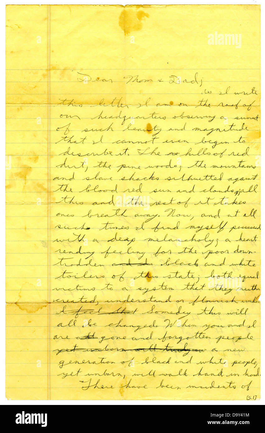 Foner (Thomas) Freedom Summer papers "as I write the letter, I am Stock ...
